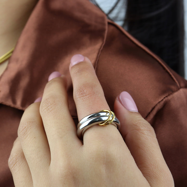 Sortija Loriann - doble aro - oro o doble tono - size 6 a 8 – Y Jewels LLC