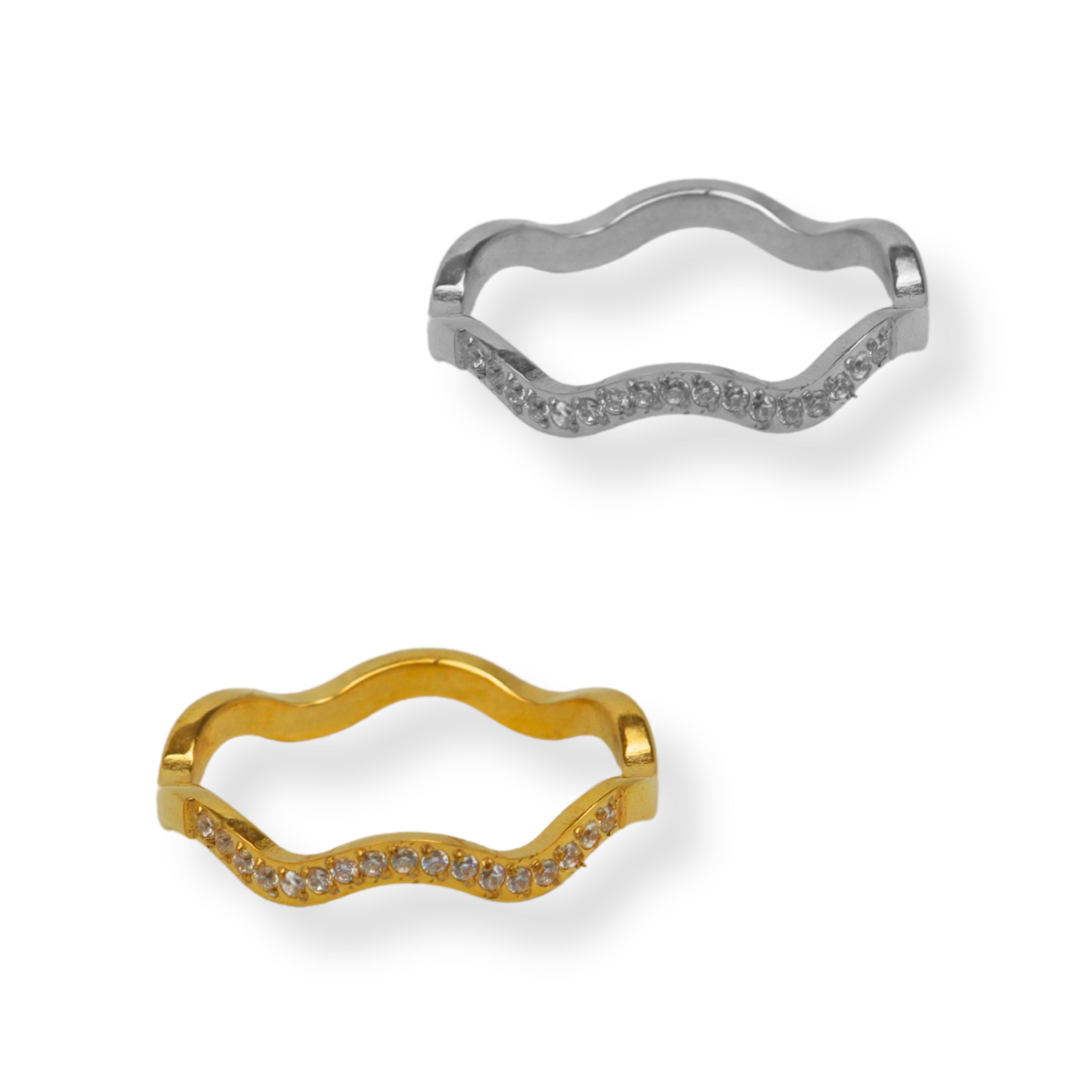 Sortija Omayra - curvas con zirconia - size 5 a 9 - oro o plata – Y ...